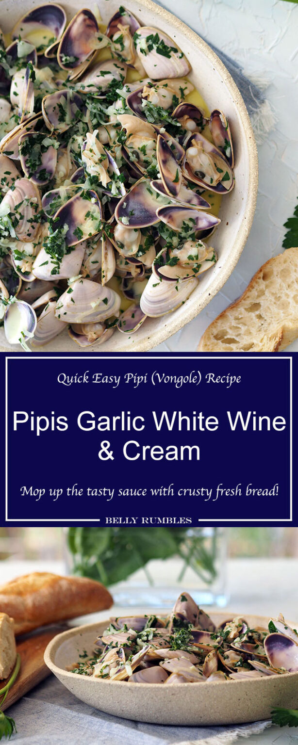 Pipis with Garlic White Wine Cream Sauce - Belly Rumbles