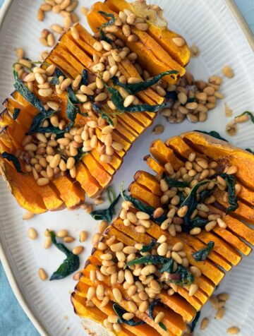 Easy Hasselback Butternut Squash Pumpkin Recipe - Belly Rumbles