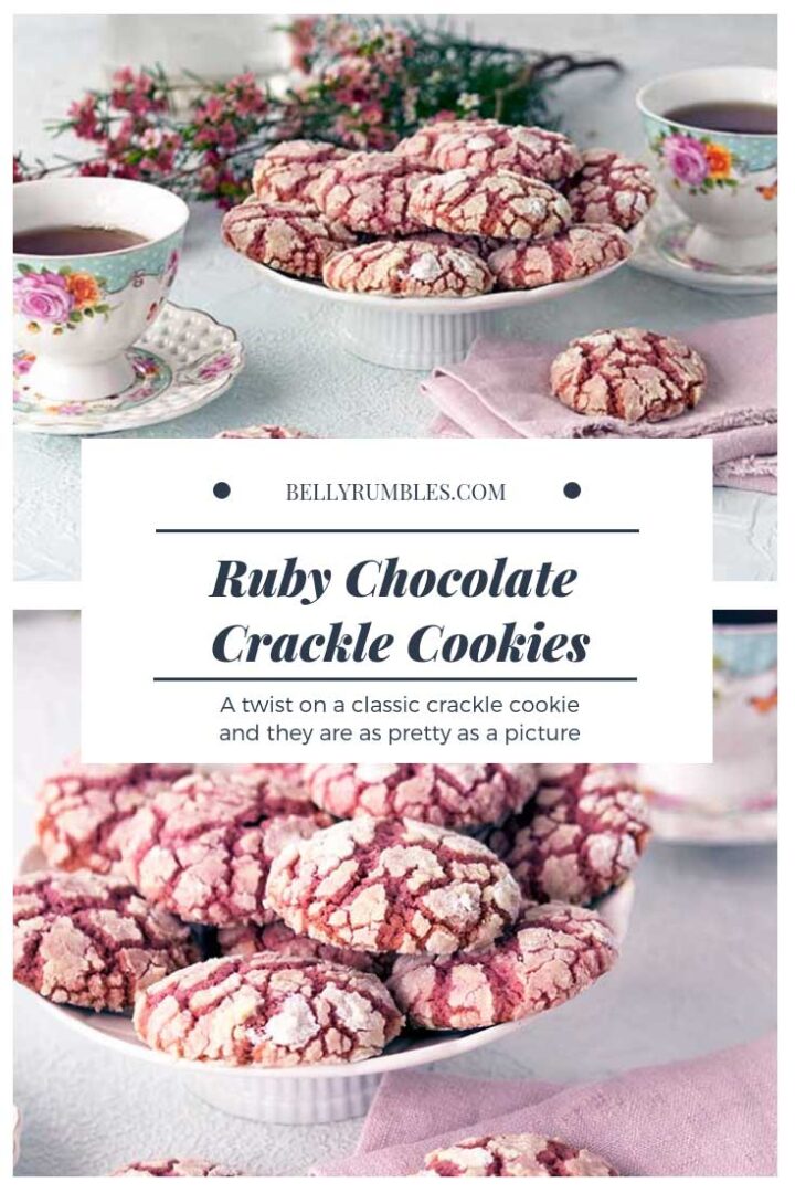 Ruby Chocolate Crinkle Cookies - Belly Rumbles