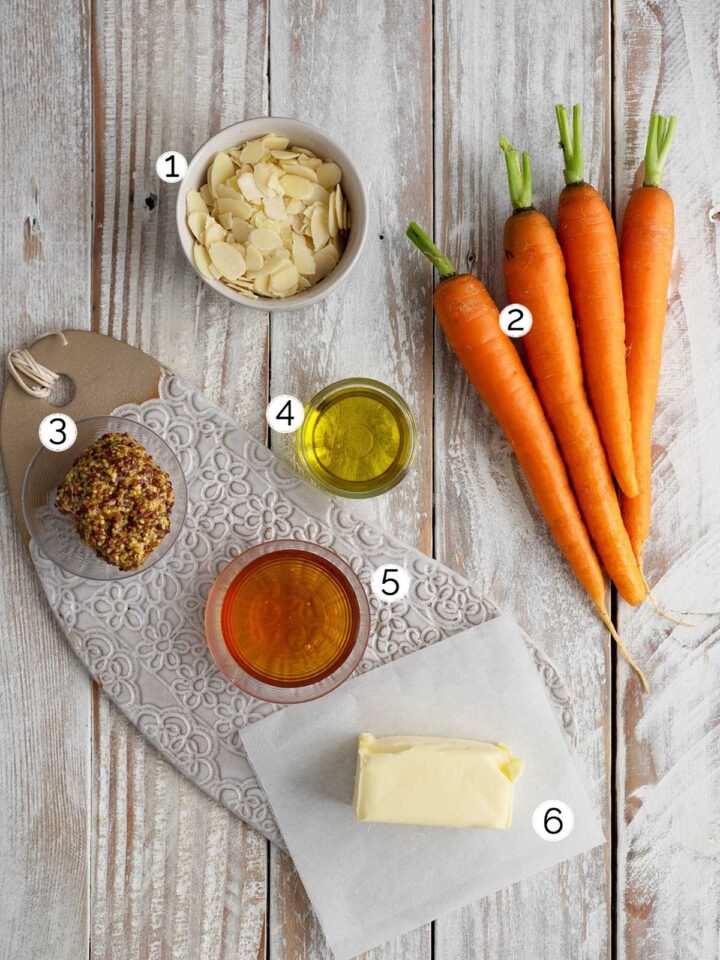 Roasted Dutch Carrots with buttery honey almonds - Belly Rumbles