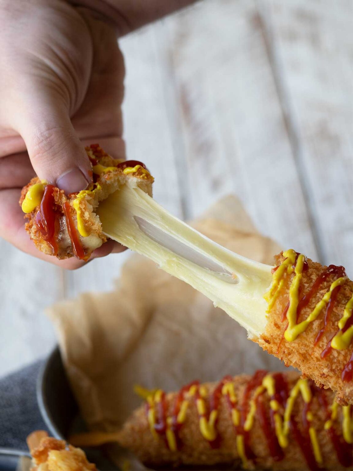 Super Cheesy Korean Corn Dogs - Gamja Hot Dog - Belly Rumbles