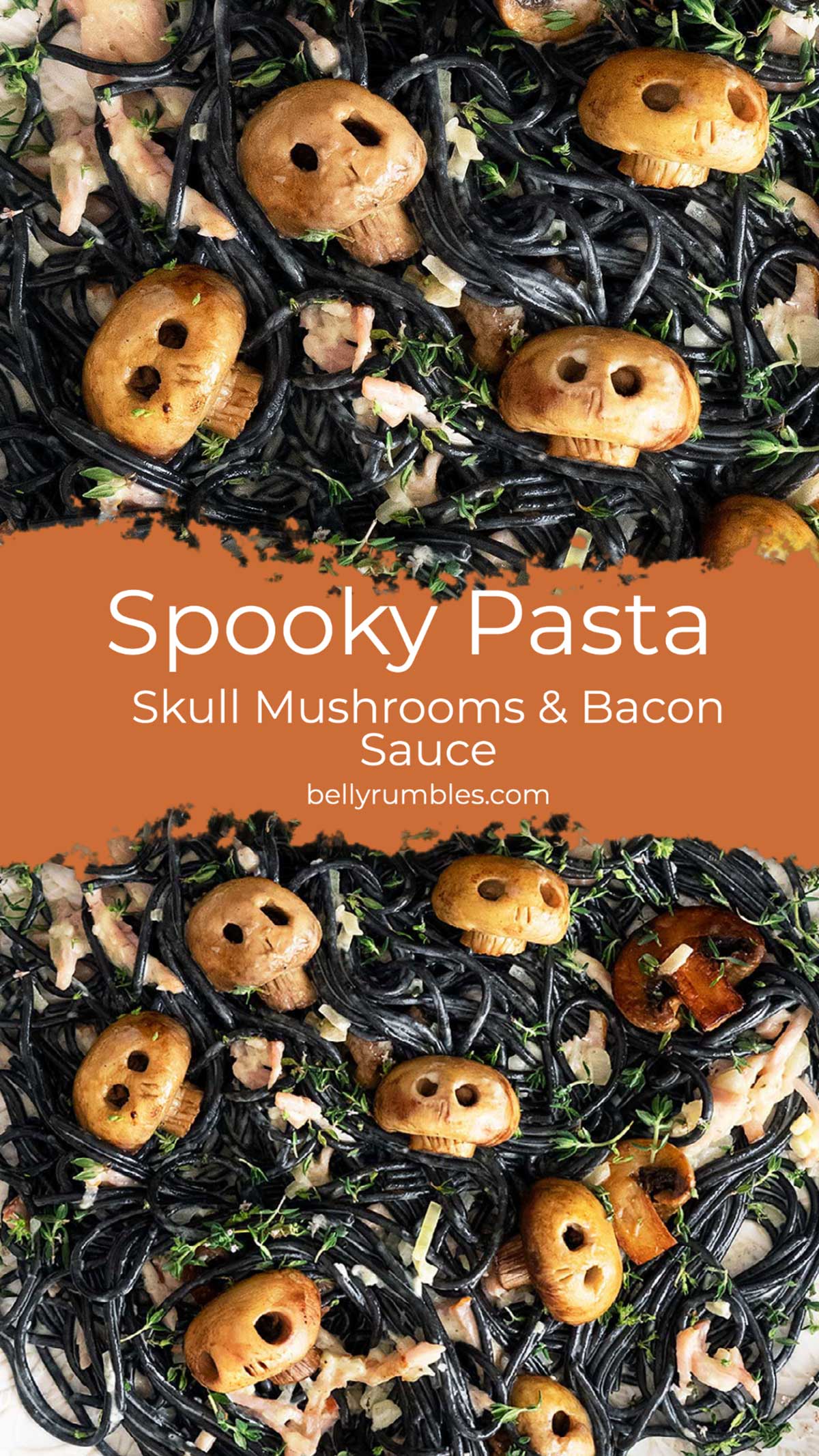 Mushroom Skulls Spooky Pasta - Belly Rumbles