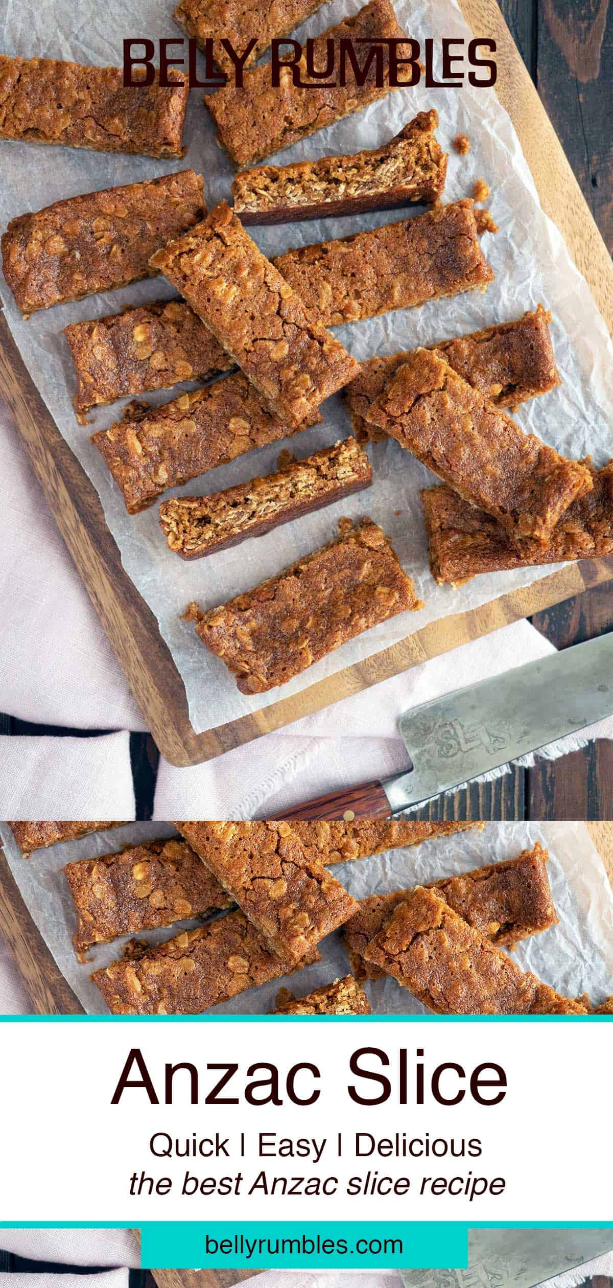 Delicious Chewy Anzac Slice Recipe - Belly Rumbles