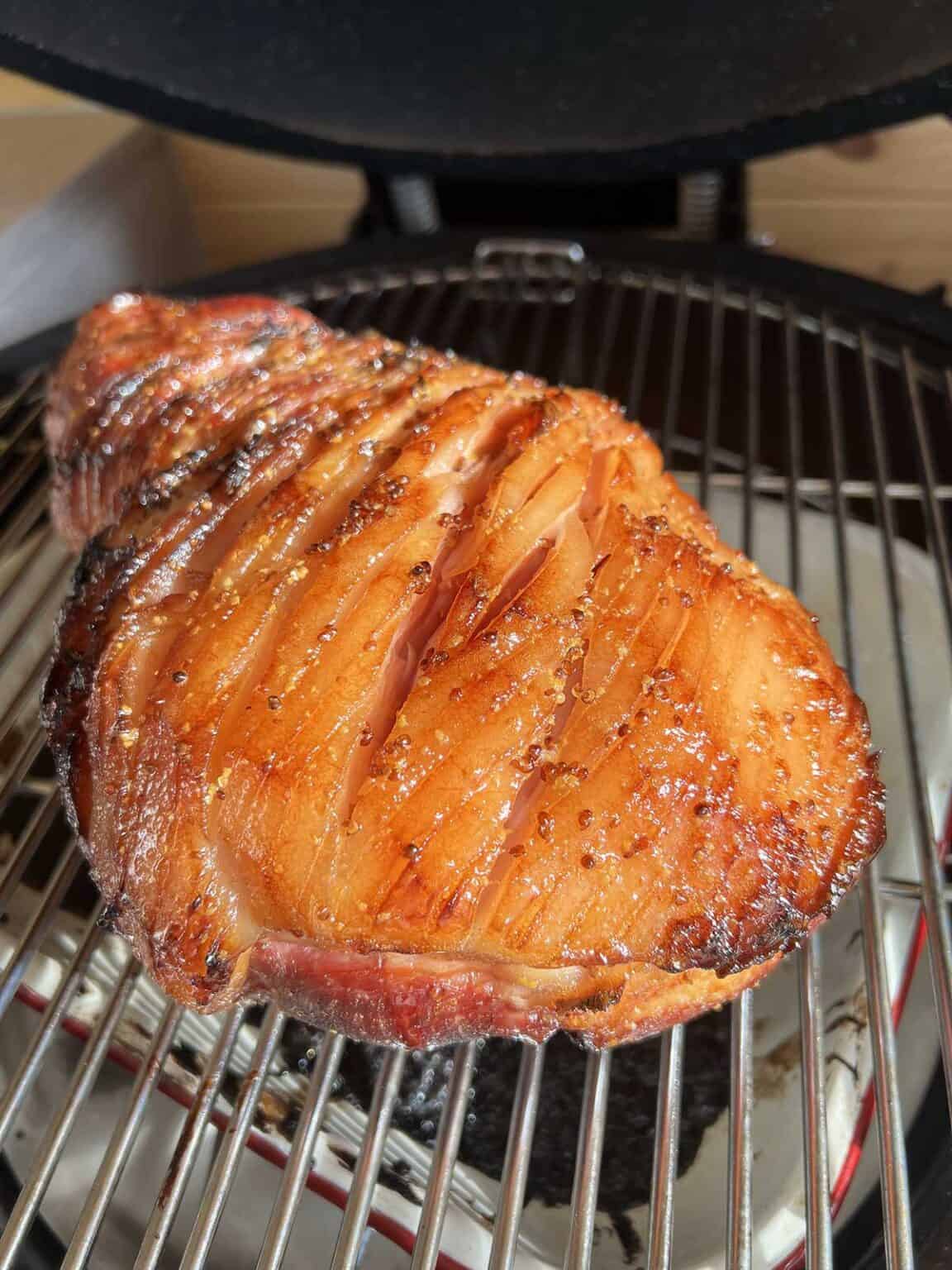 Honey Mustard Ham on the Grill - Belly Rumbles